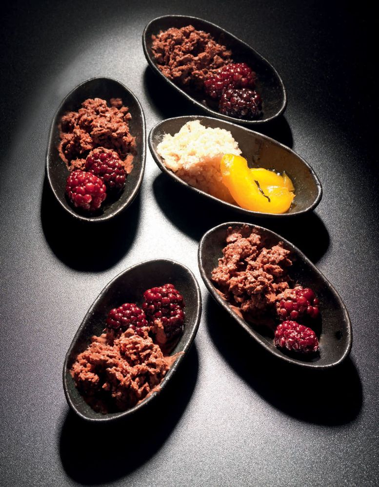Dark Chocolate Granita with Poached Brambles from Couture Chocolate by ...