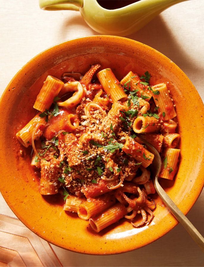 Saucy Paccheri with Calamari, Sausage, and Breadcrumbs from Colu Cooks ...