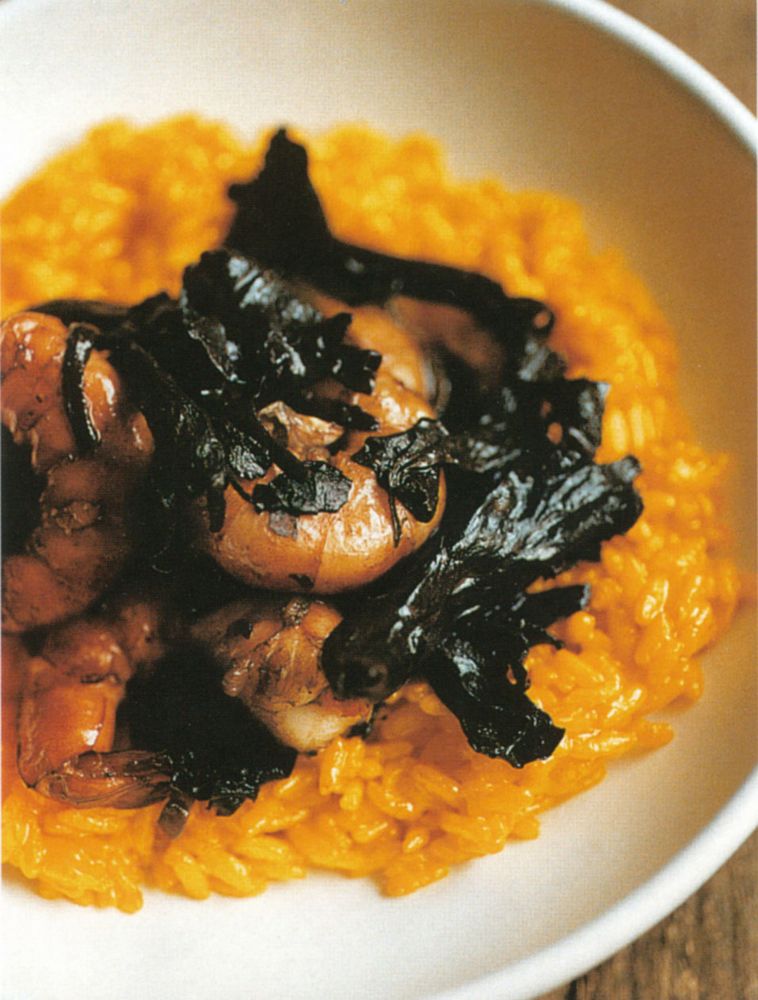 Prawns with Horn of Plenty Mushrooms and Saffron Rice from The Complete ...