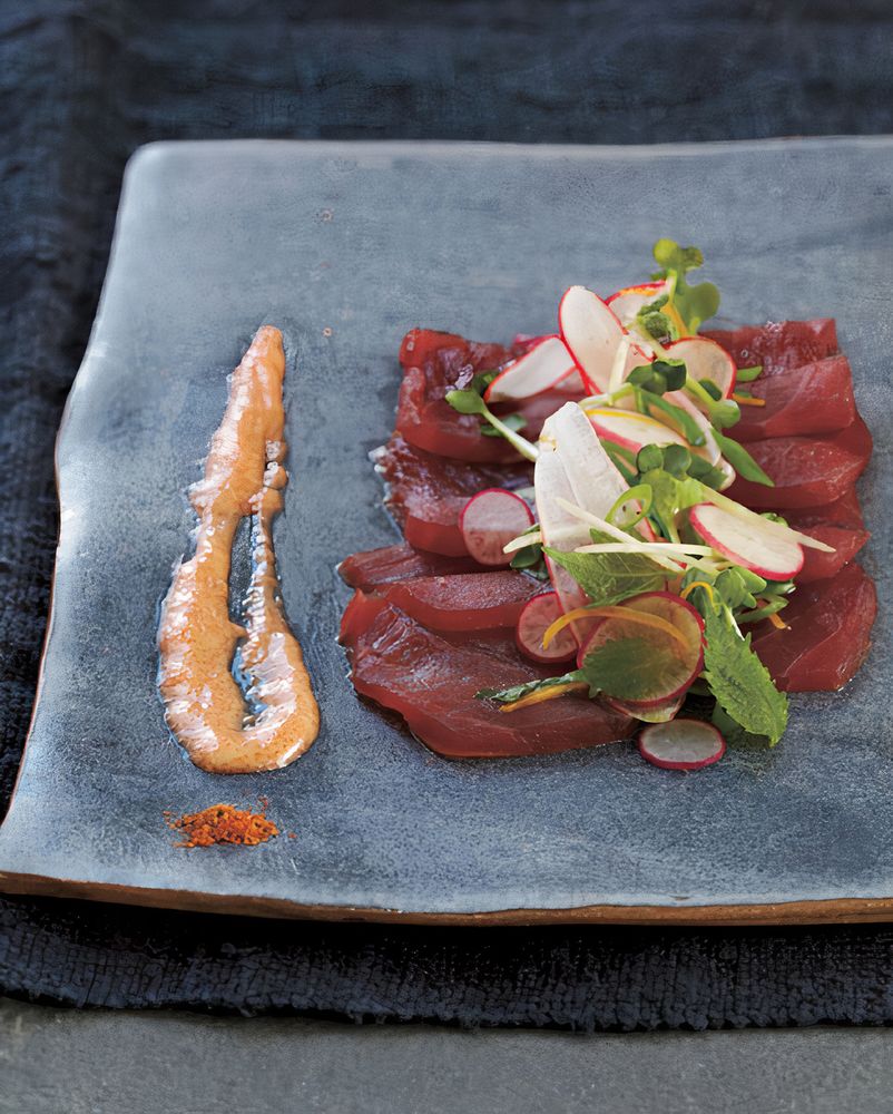 Sashimi Tuna with Spicy Cod Roe and Meyer Lemon from Cooking without ...