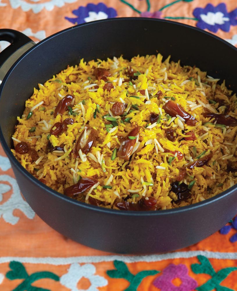 Milk-Steamed Rice with Dates + Raisins from Cooking in Iran: Regional ...