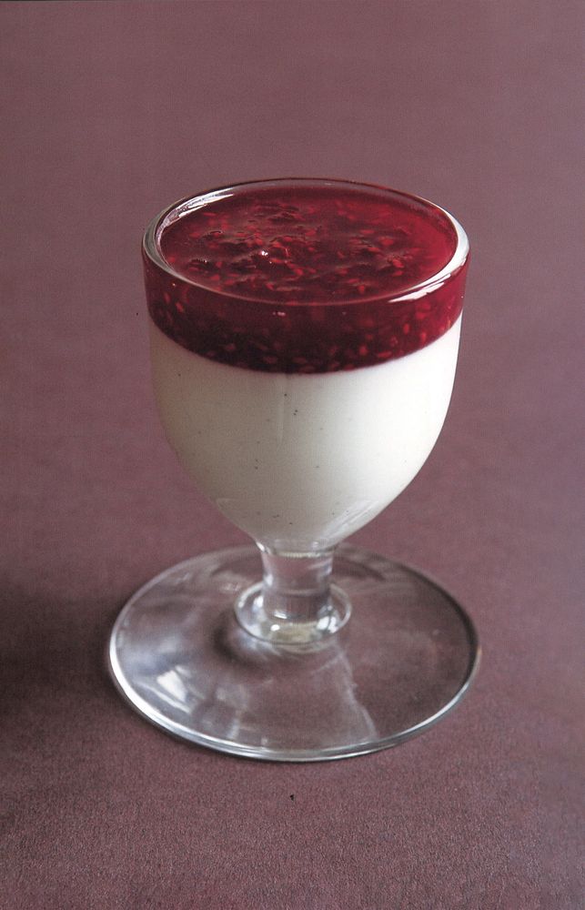 Panna Cotta with Raspberry Caramel Coulis from Caramel by Trish Deseine