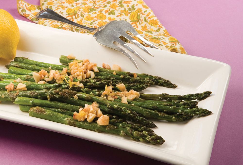 Oven-Roasted Asparagus with Macadamia Nuts from Cast Iron Cookbook by ...