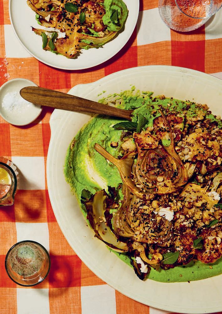 Roasted Cauliflower & Fennel on Pea Smash from Celebrate: Plant Based ...