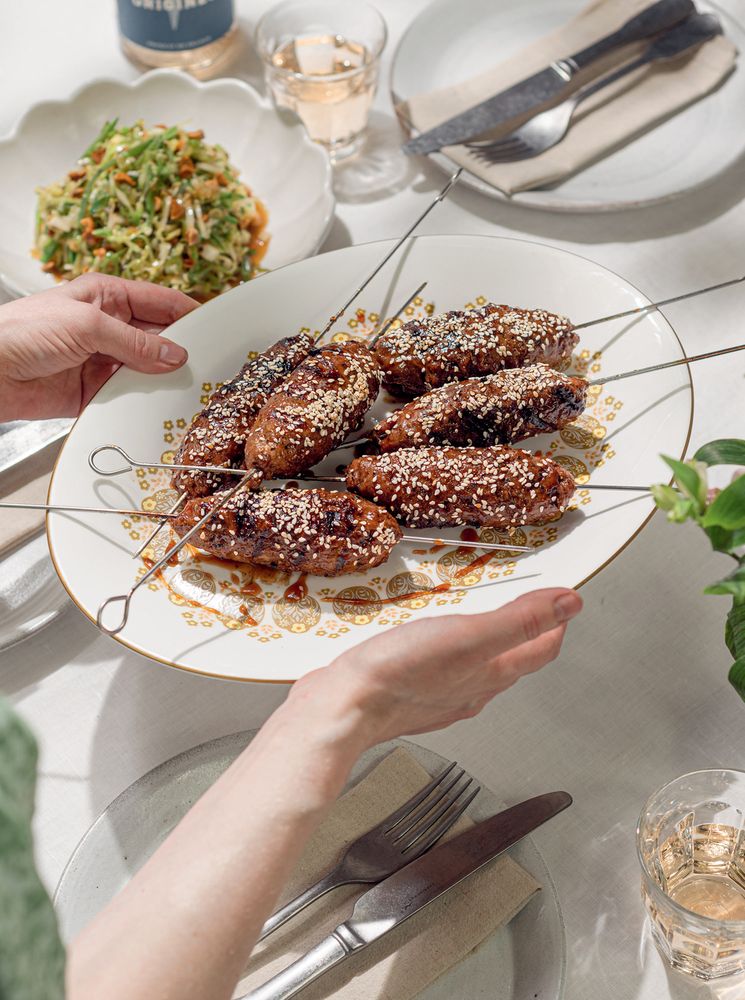 Pork kofta with apple molasses from Changing Tides: A Cookbook by Roberta Hall McCarron