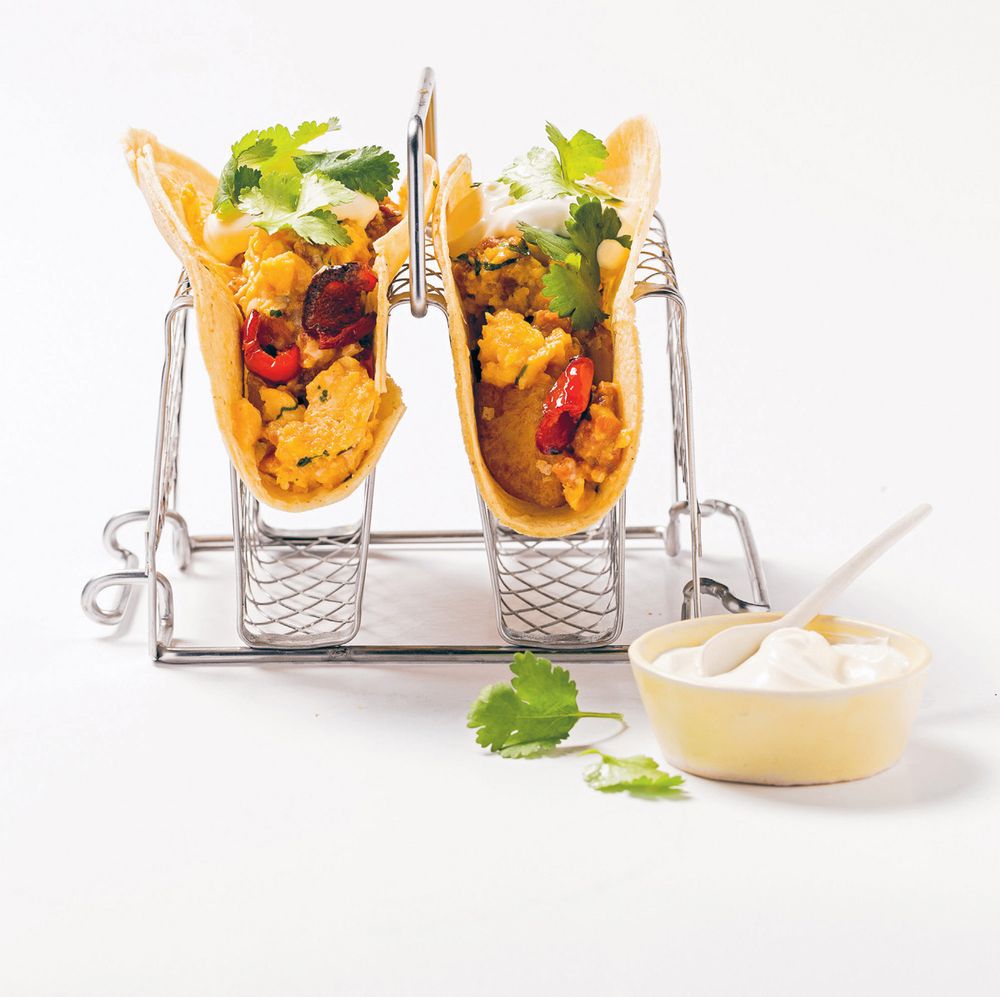 Breakfast tacos from Chefs Eat Breakfast Too by Darren Purchese