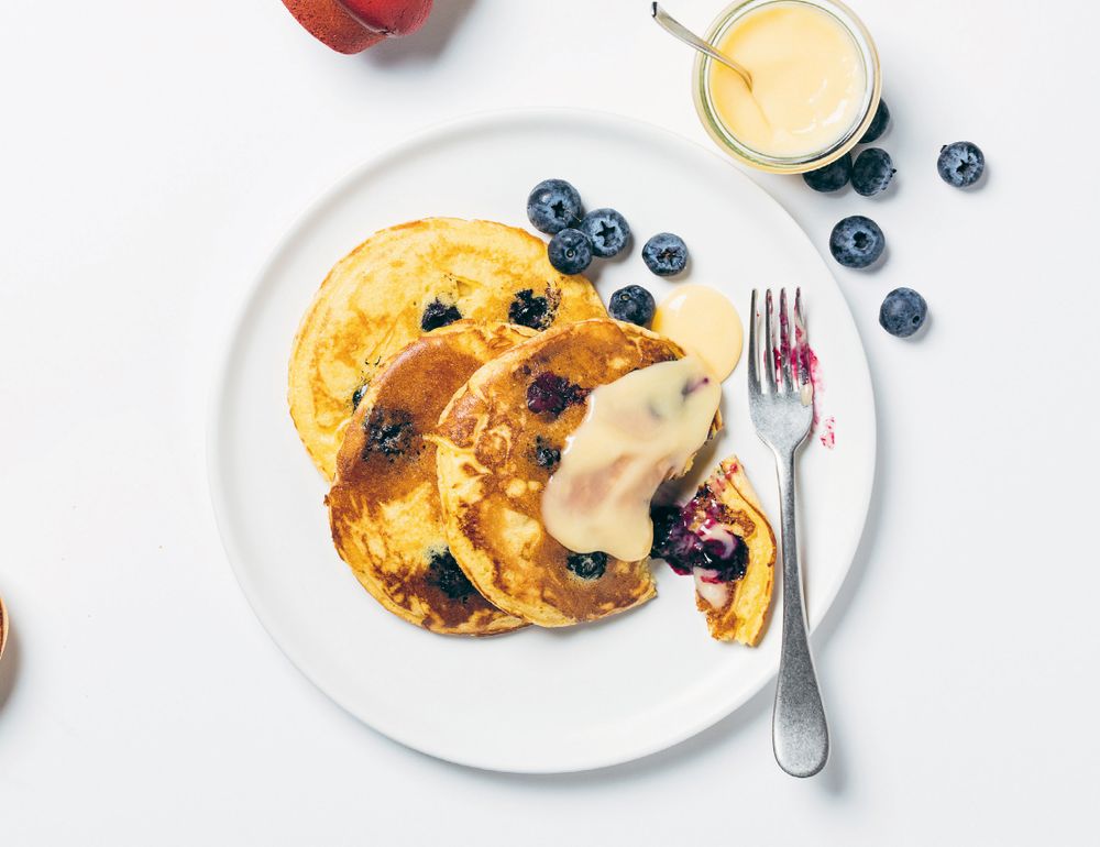 Buttermilk pancakes w/ lemon + blueberries from Chefs Eat Breakfast Too ...