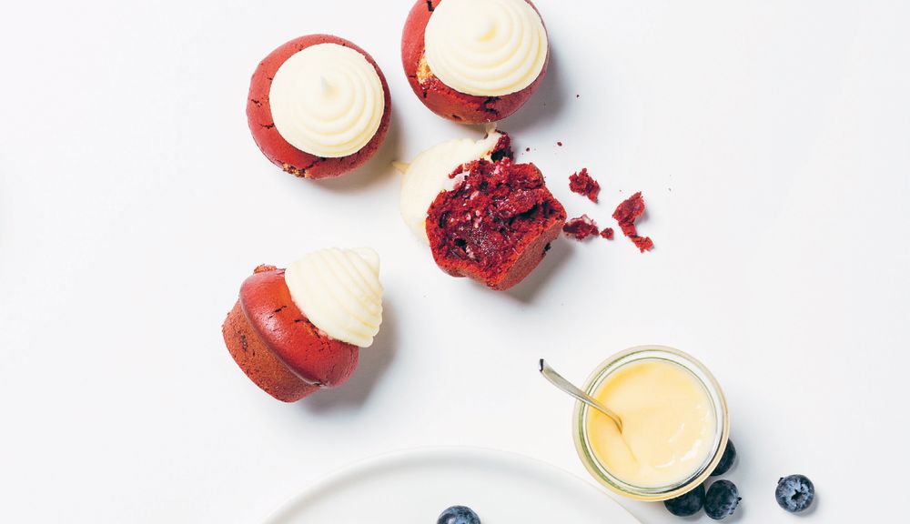 Red velvet muffins w/ white chocolate from Chefs Eat Breakfast Too by ...