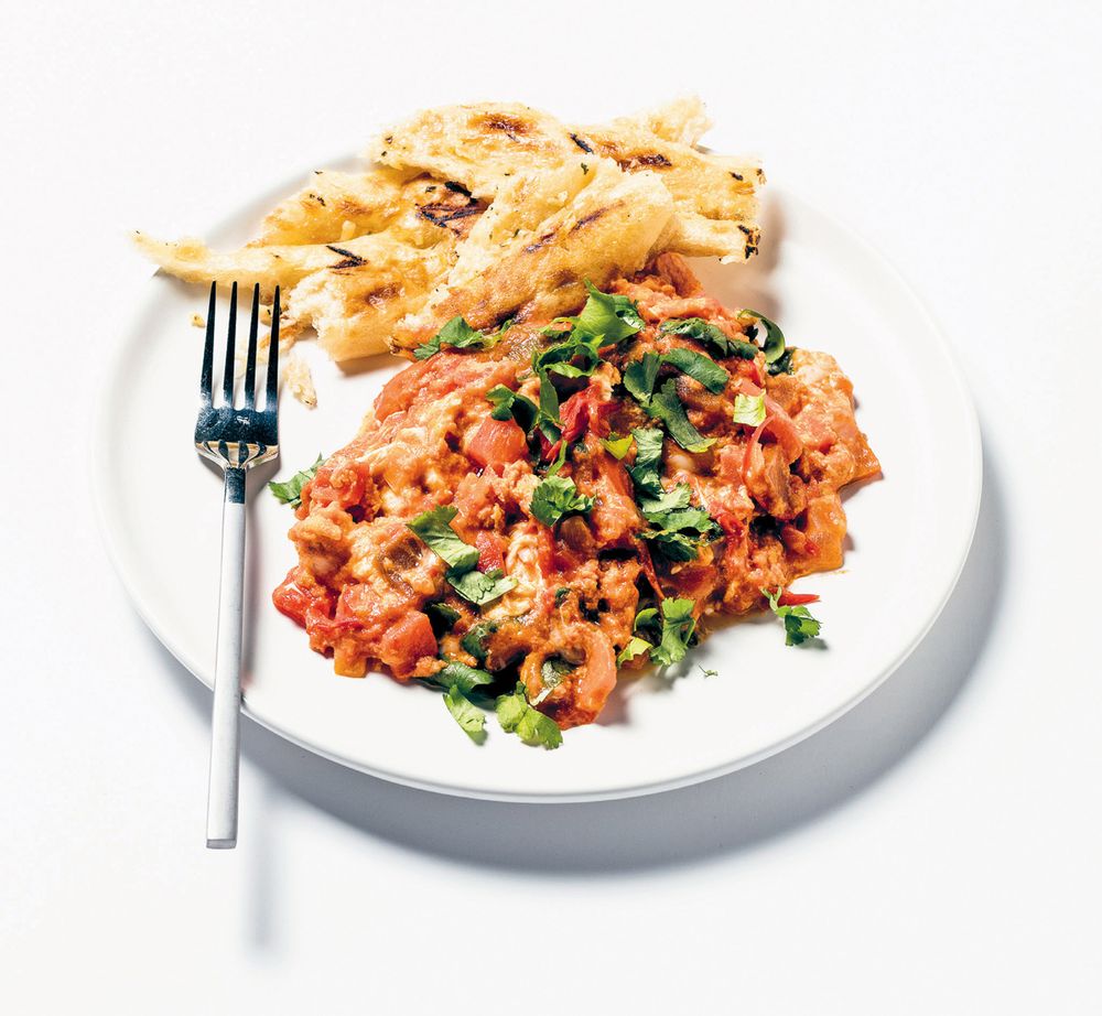 Afghani eggs from Chefs Eat Breakfast Too by Darren Purchese