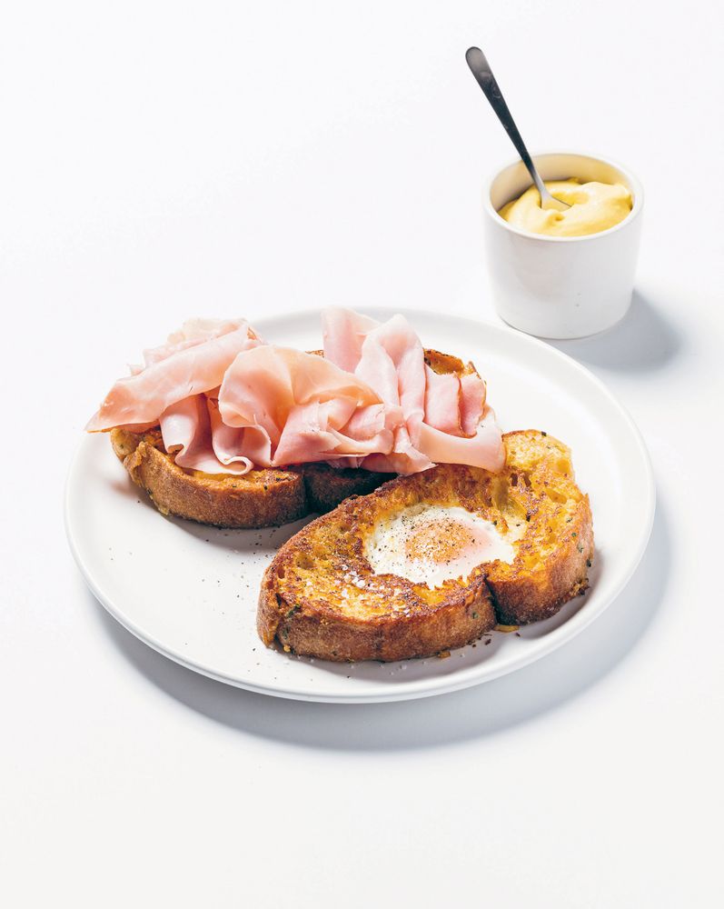 Double eggy bread w/ shaved ham + mustard from Chefs Eat Breakfast Too ...