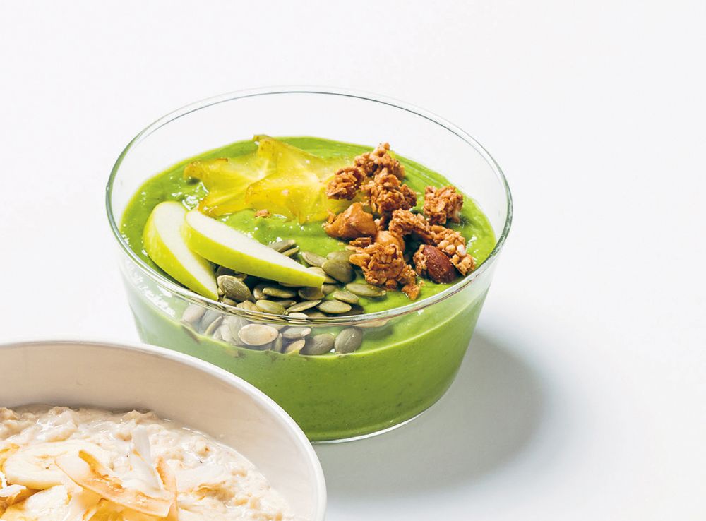 Green smoothie bowl from Chefs Eat Breakfast Too by Darren Purchese