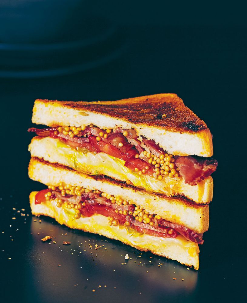 Bacon, tomato, comté, Montgomery cheddar, spring onion + pickled ...