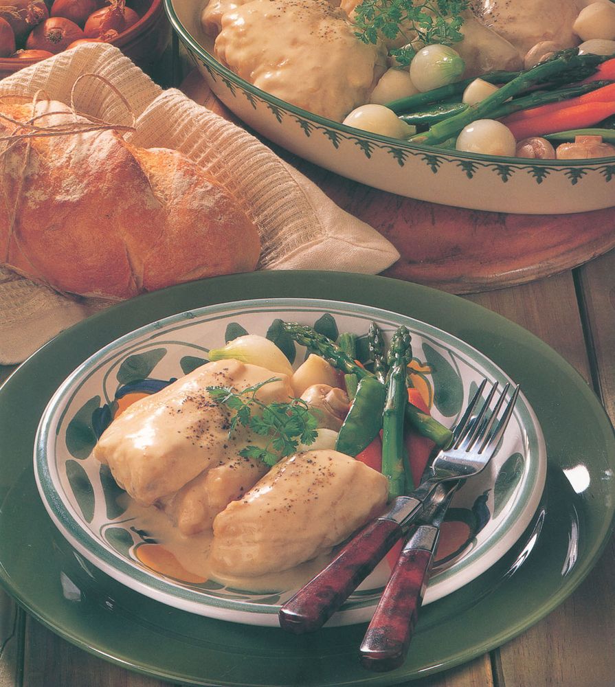 Chicken fricassee with spring vegetables from Chicken: Le Cordon Bleu ...