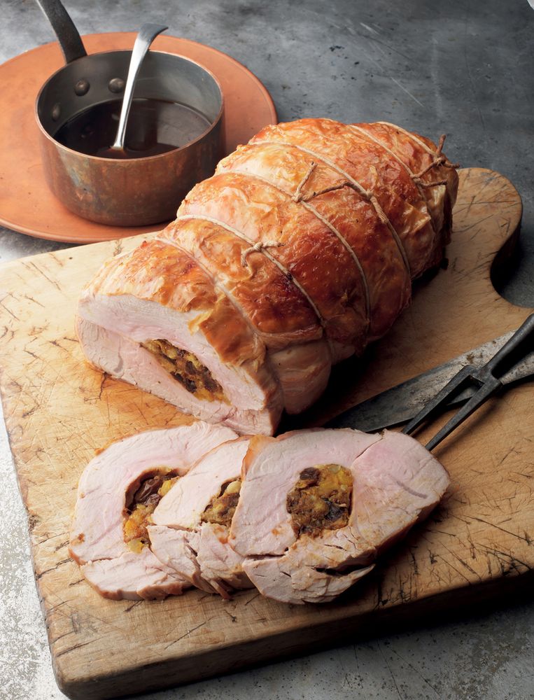 Stuffed roasted turkey breast with persian dried fruits and hazelnuts ...