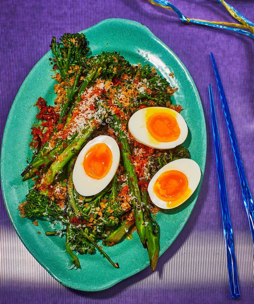 Spicy, Lemony Charred Broccolini with Jammy Eggs from Chili Crisp by ...