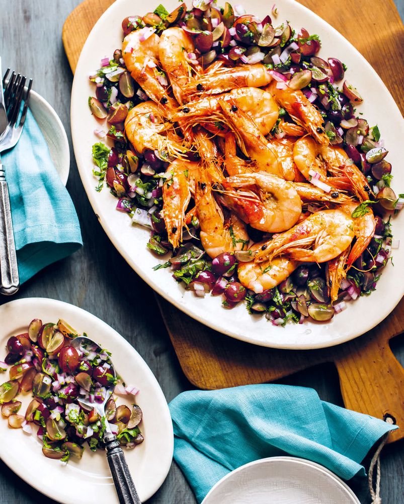 Garlic-Sautéed Head-On Shrimp with Grape Pico Salsa from Claudia's ...