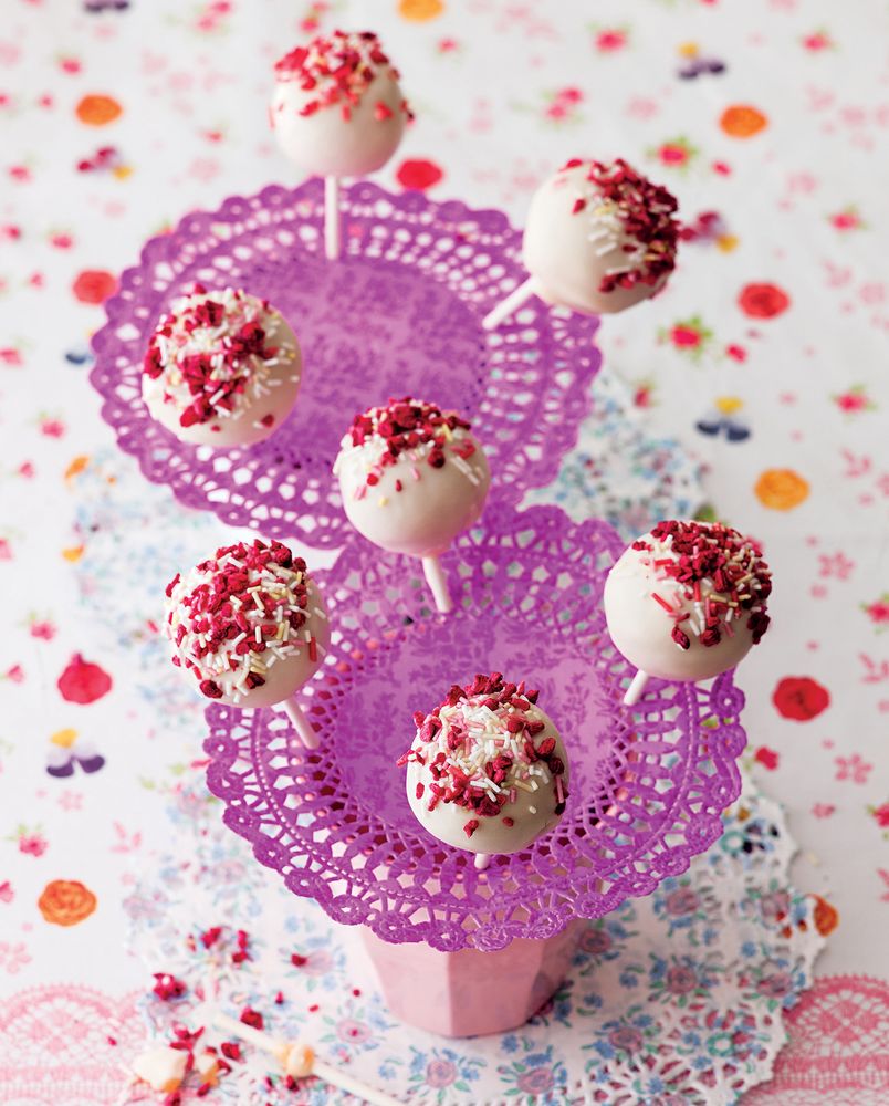 White Chocolate and Raspberry Cake Pops from Cupcakes for Kids by Rosie ...