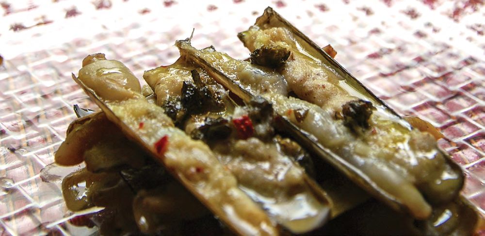 Razor clams in pickled lemon sauce with potato purée from Andaluz: A ...