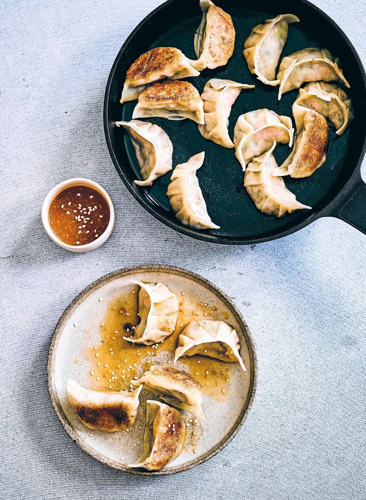 Chicken and Shiitake Gyoza with Miso Lemon Dipping Sauce from My Asian ...