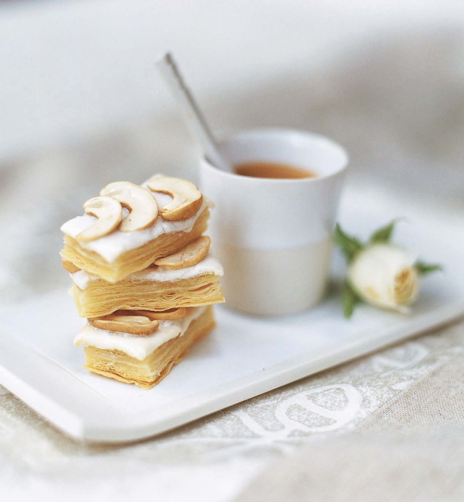 Flaky cashew nut puff pastry squares from Asian Tapas: Small Bites, Big ...
