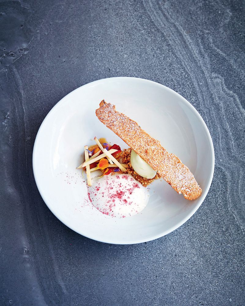Caramelised Apple & Sorbet Topped with an Almond Wafer from Boronia ...