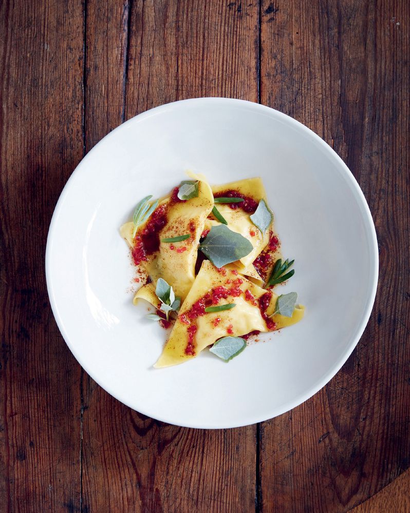 Moreton Bay Bug Ravioli with Finger Lime, Brown Butter & Saltbush from ...