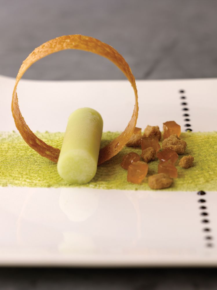 Granny Smith Apple Sorbet, Apple Cider Tuile, Candied Apples, and ...
