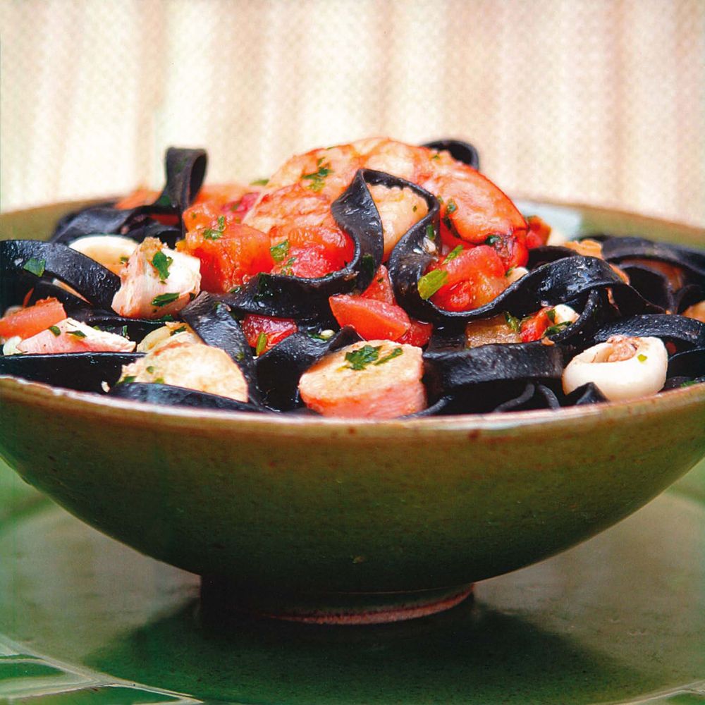 Capellini al mare with shrimp, squid, mussel, vongole, tomato and fresh ...