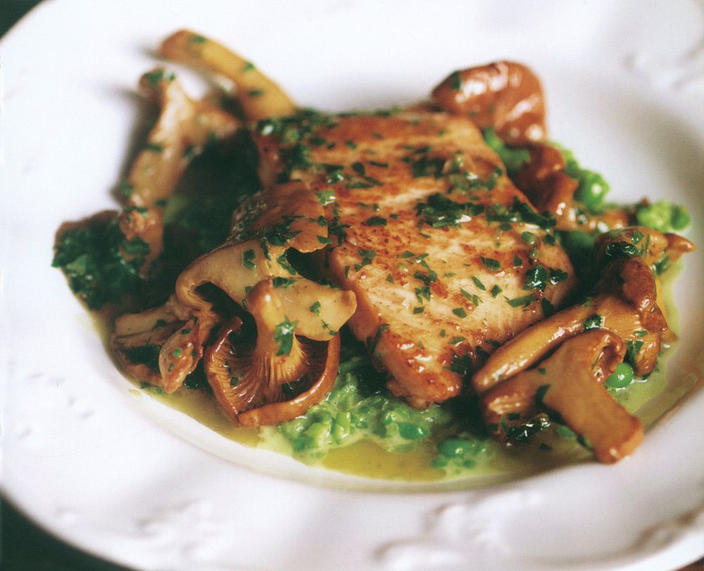 Fillet of Sea Trout with Crushed Peas and Girolles from British ...