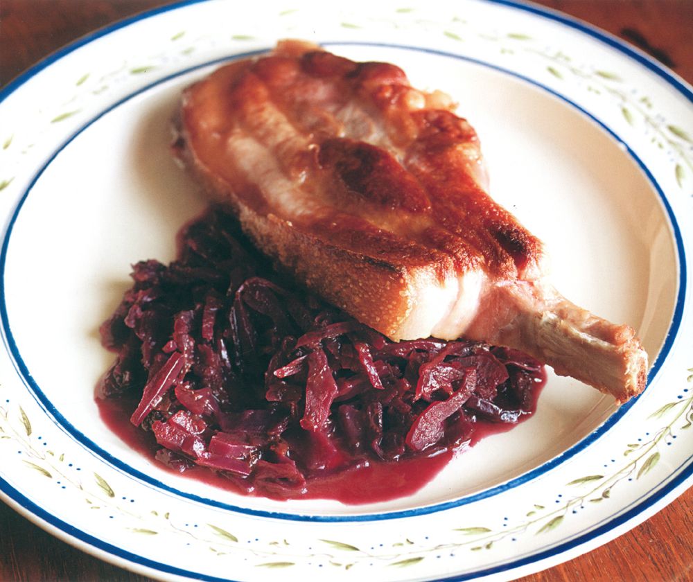 Bacon Chop with Red Cabbage and Prunes from British Seasonal Food by ...