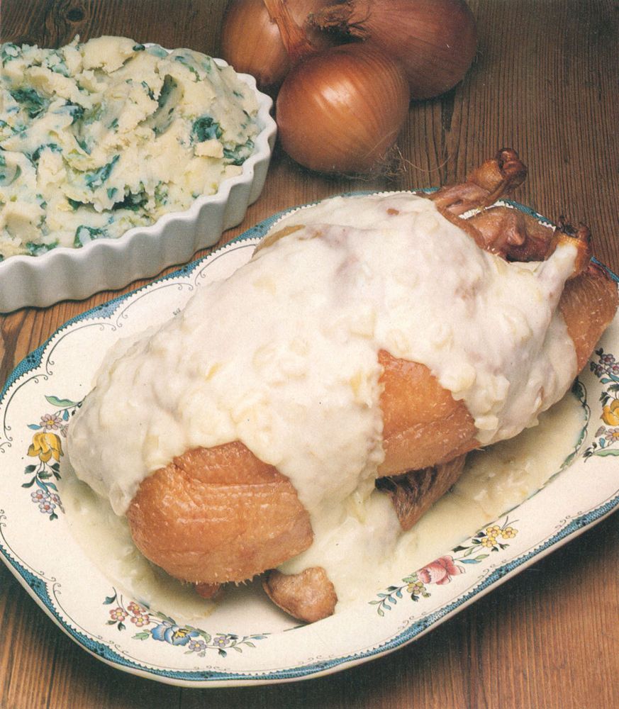 Manx salt duck with onion sauce from British Cooking by Caroline Conran