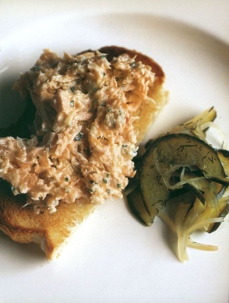 Potted salmon with pickled cucumber from British Food by Mark Hix