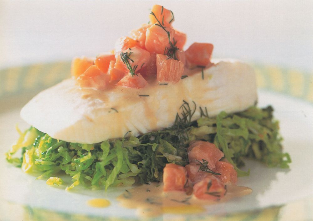 Steamed Halibut and Cabbage with a Salmon Gravadlax Sauce from New ...