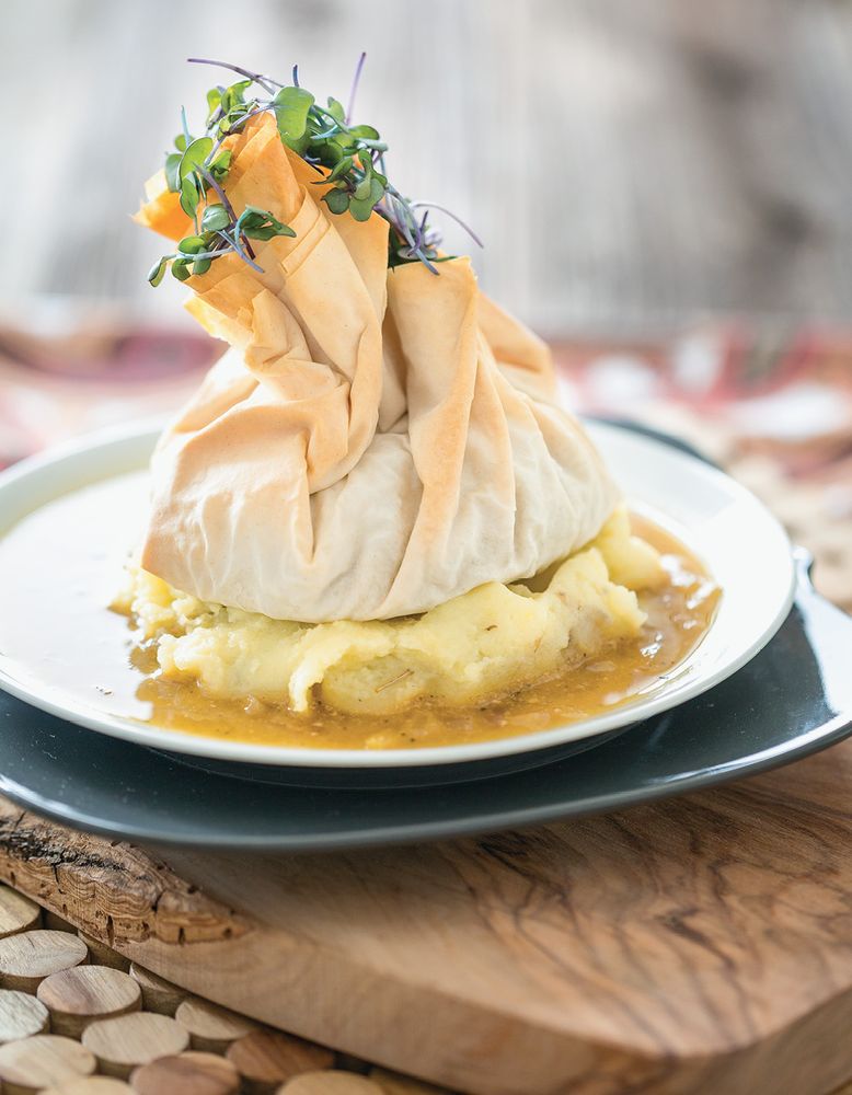 Salisbury Seitan Phyllo Pouches with Rosemary Mashed Potatoes from But ...