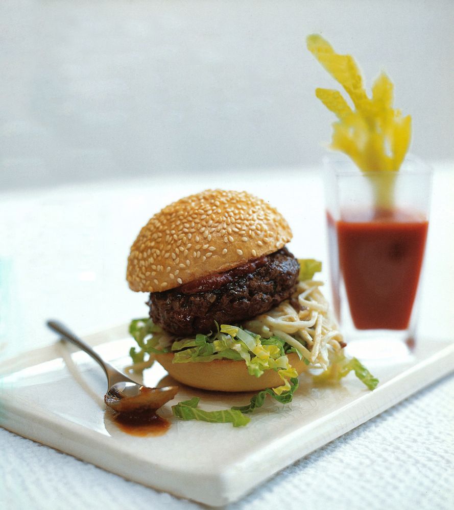 Bloody Mary burger with celeriac Waldorf and Tabasco-cumin ketchup from ...