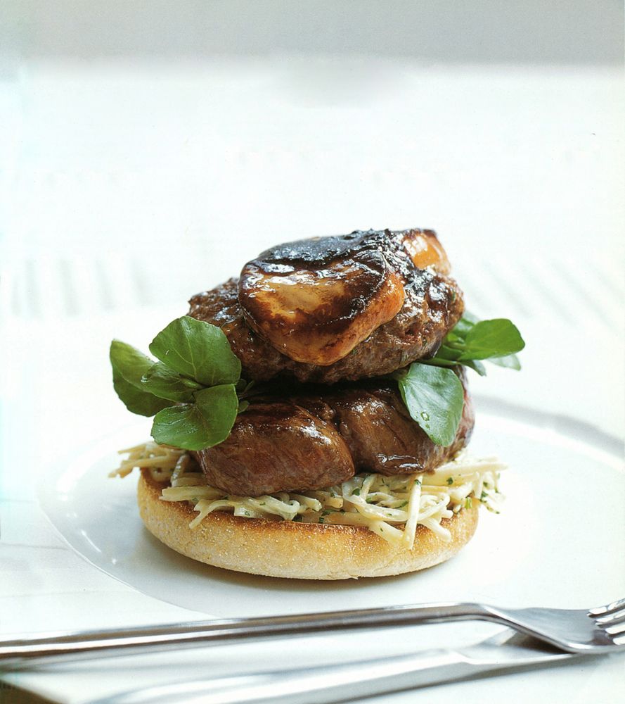 Fillet burger rossini with foie gras, truffle glaze and celeriac ...