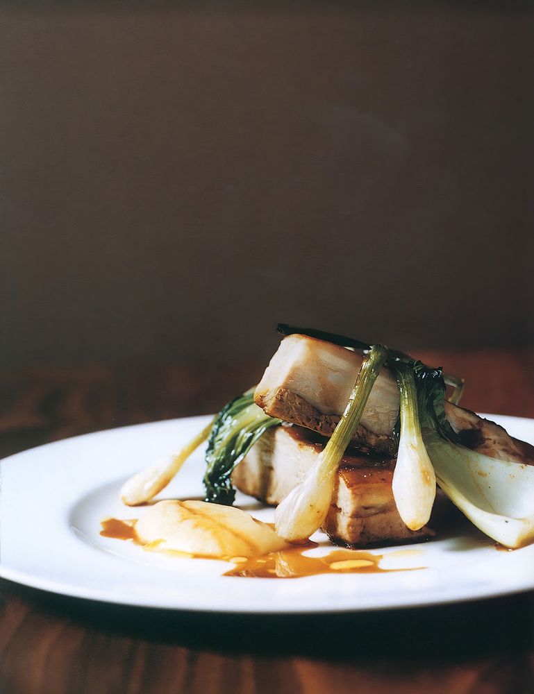 Chinese spiced roast pork with spring onions and pak choi from Gourmet ...