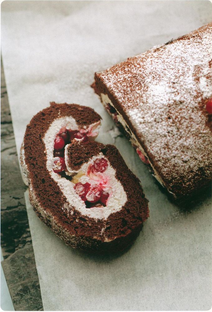 Chocolate roulade with redcurrants from The Good Table: Adventures In ...