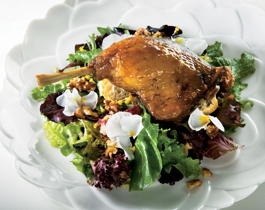 Duck Confit with Walnut Mesclun Salad from Professional Garde Manger: A ...