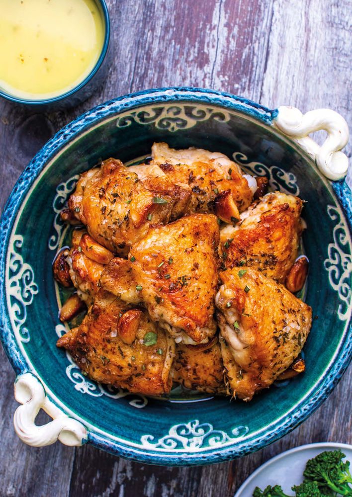 Gorgeously Garlicky Roasted Chicken Thighs from The Garlic Story ...