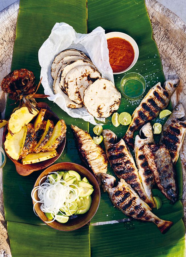 Super-Rustic Fish Tacos with Grilled Pineapples, Avocado, and Salsa ...