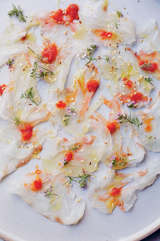 Snapper with Citrus Chile Paste, Cilantro Flowers & Olive Oil from ...