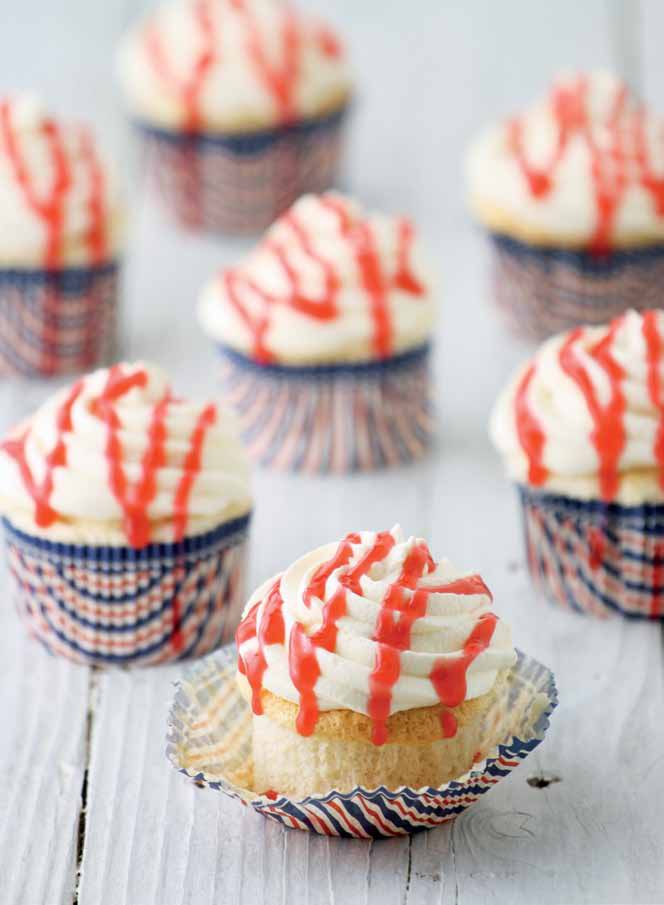 Angel Food Cupcakes with Raspberry Sauce and Whipped Cream from Gluten ...