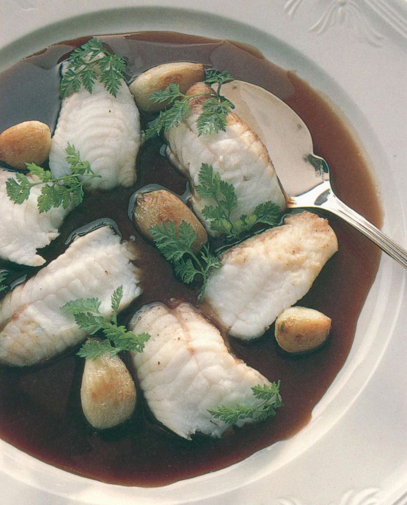 Roast Fillet of Monkfish with Roasted Cloves of Garlic and a Rich Red ...