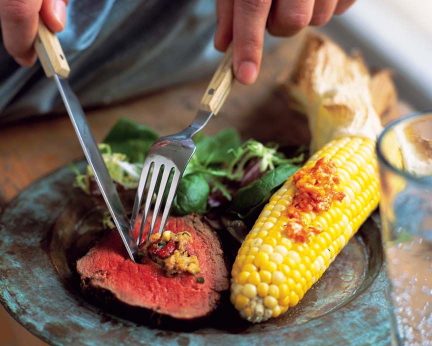 Pesto-Rolled Beef Tenderloin with Roasted Pepper Rouille from Mastering ...