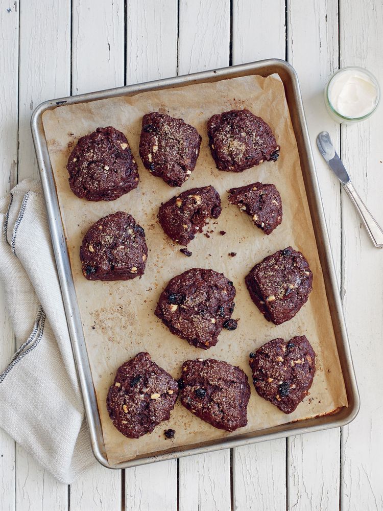 Chocolate Cherry Scones from Guittard Chocolate Cookbook by Amy Guittard
