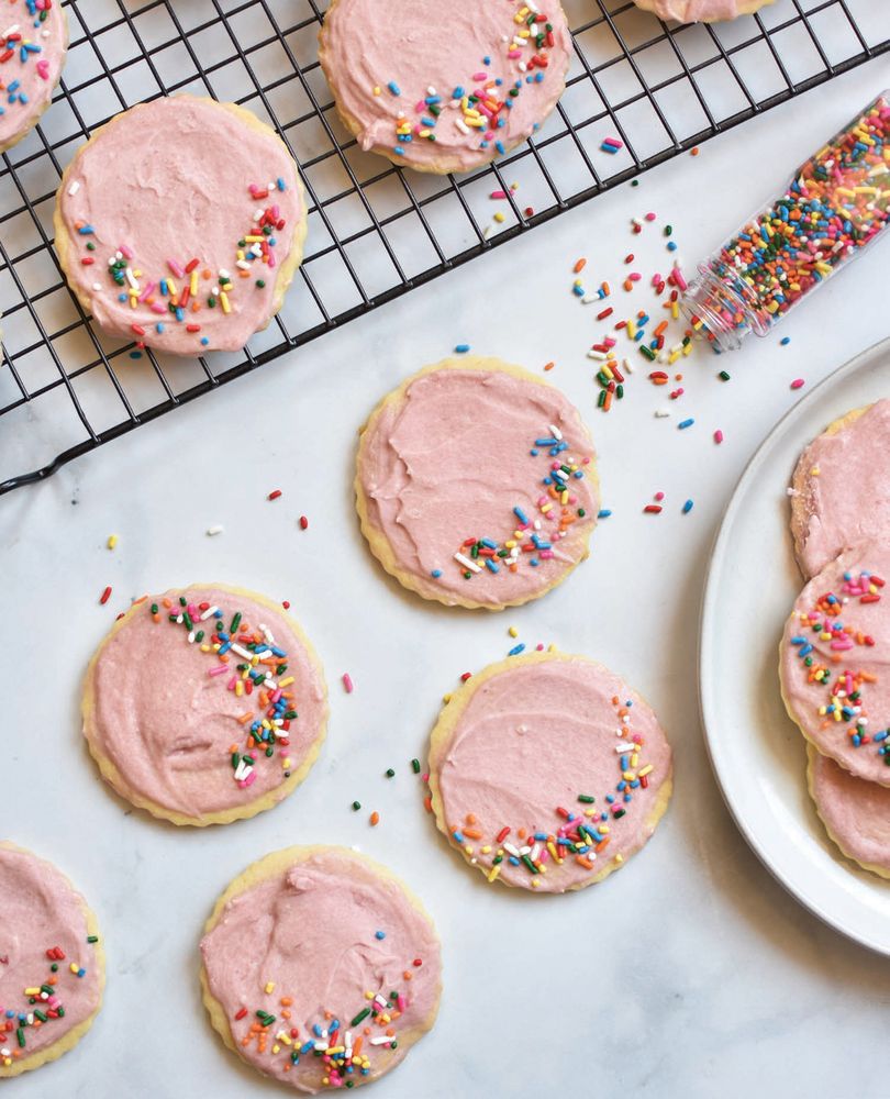 Cream Cheese Sugar Cookies with Cherry Frosting from The Dizzy Cook ...