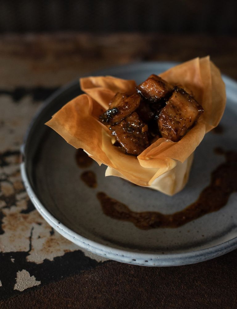 Pork Belly Phyllo Baskets from Dijo by Lesego Semenya