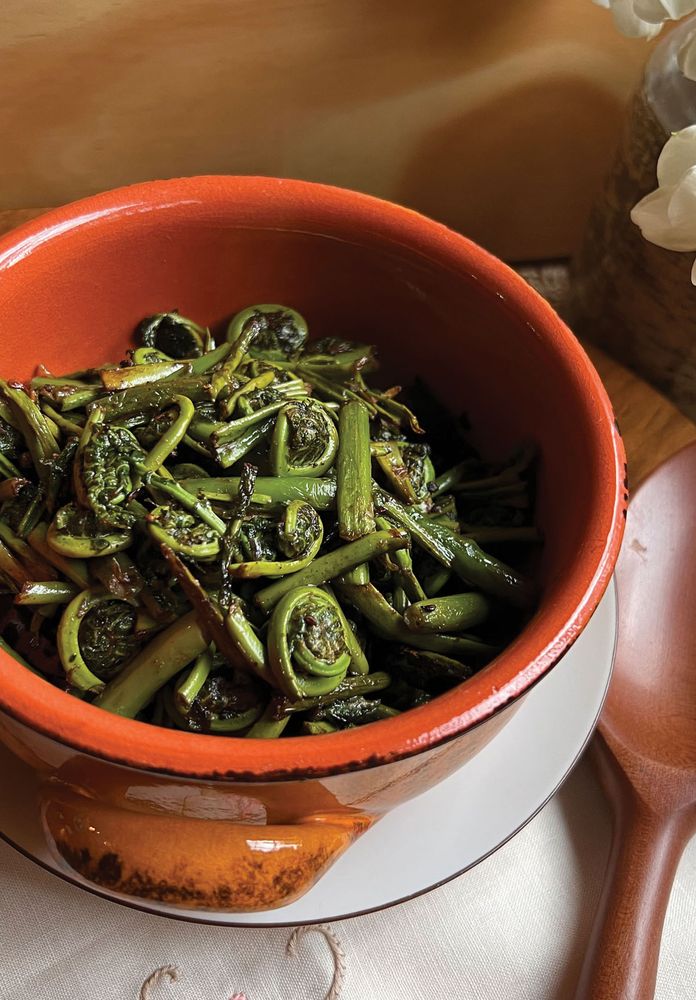 Sautéed Fiddlehead Ferns from Food and Flavours from Nepal by Jyoti Pathak