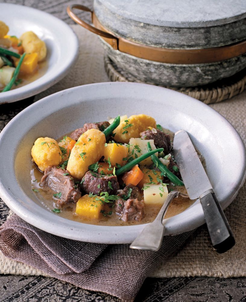 Llama stew with polenta dumplings from Food and Cooking of Chile by ...